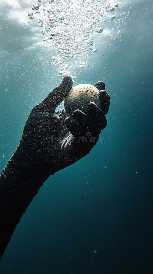 Diver Holding a Pearl the Size of a Fist Retrieved from Deep Waters ...