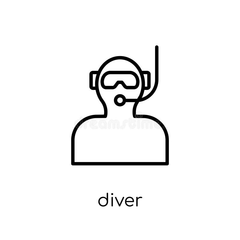 Diver Icon. Trendy Modern Flat Linear Vector Diver Icon on White Stock ...