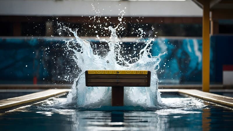 Diver Making a Splash at a Swimming Pool during a Sunny Day Practice ...