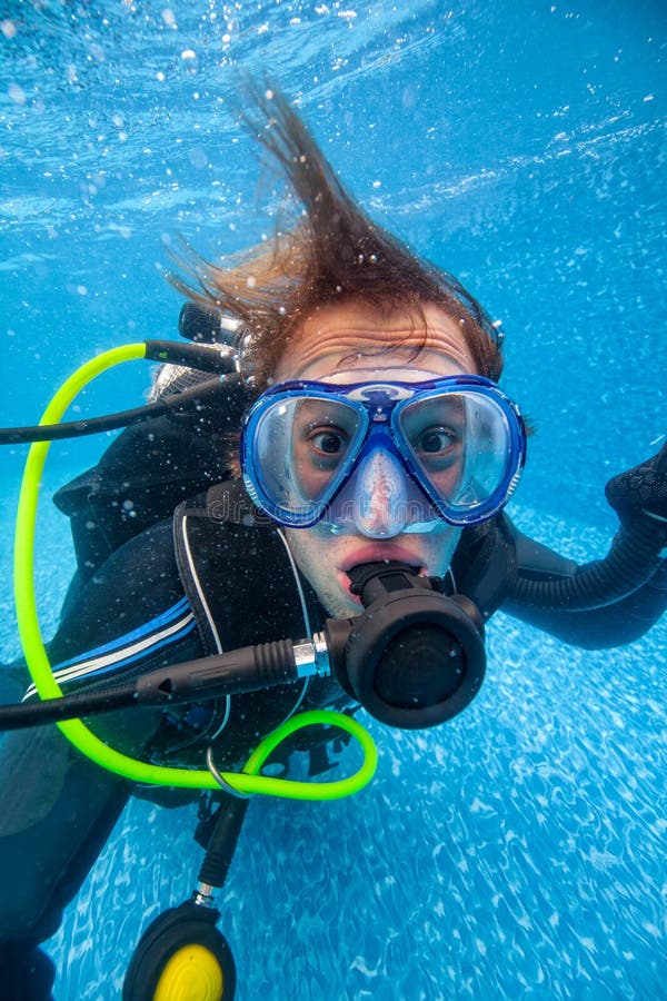 Diver in pool stock photo. Image of diving, equipment - 57056714
