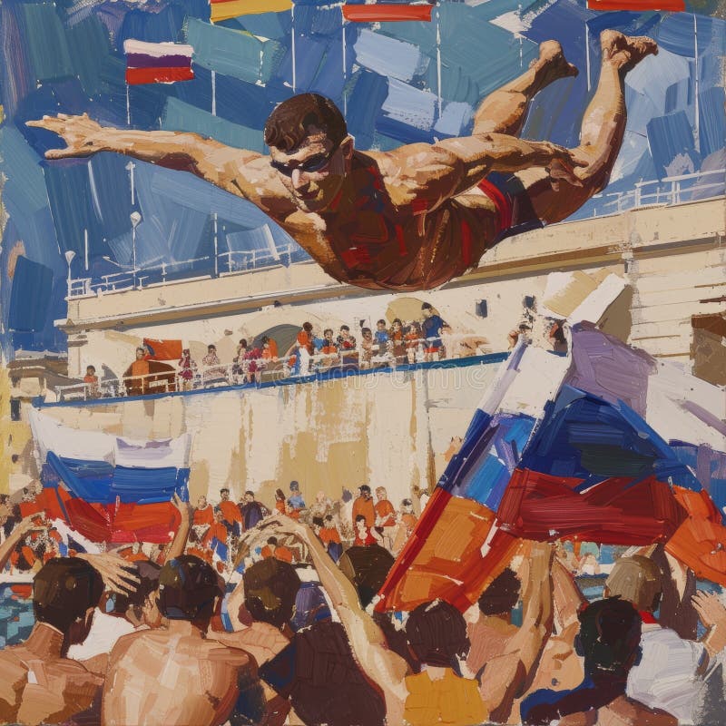 Diver Readies for Exciting 3m Leap in Front of Energetic Russian Crowd ...