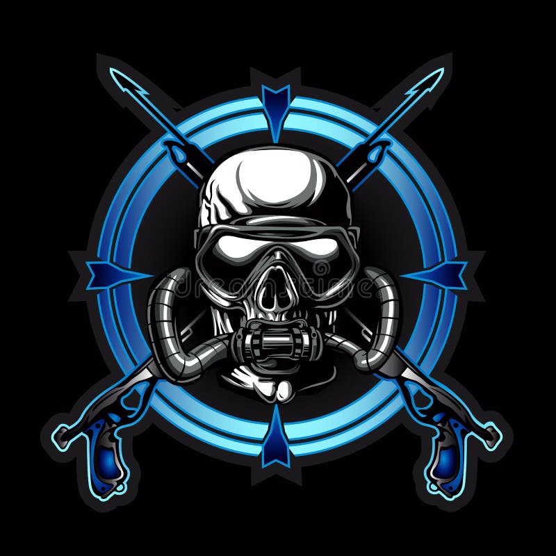 Diver Skull.Dead Diver stock vector. Illustration of design - 71678299