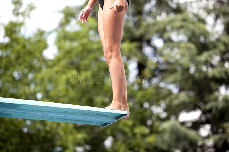 Grl Standing on Springboard Stock Image - Image of jump, high: 29196269