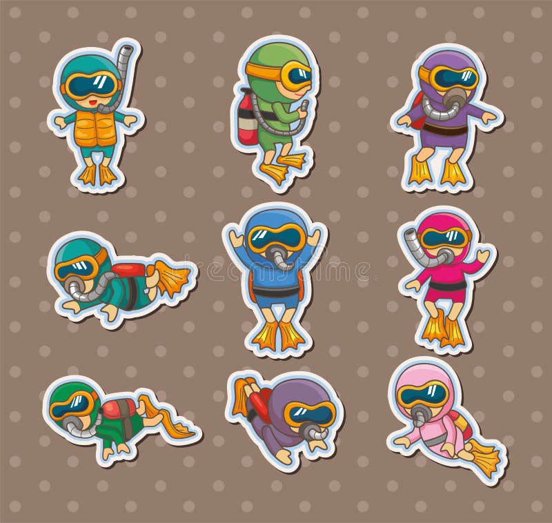 Diver stickers stock vector. Illustration of extreme - 26295003