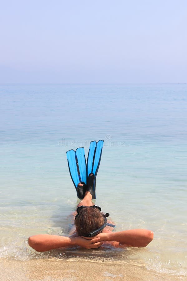 Diver with Tube and Mask for a Scuba Diving Stock Image - Image of ...
