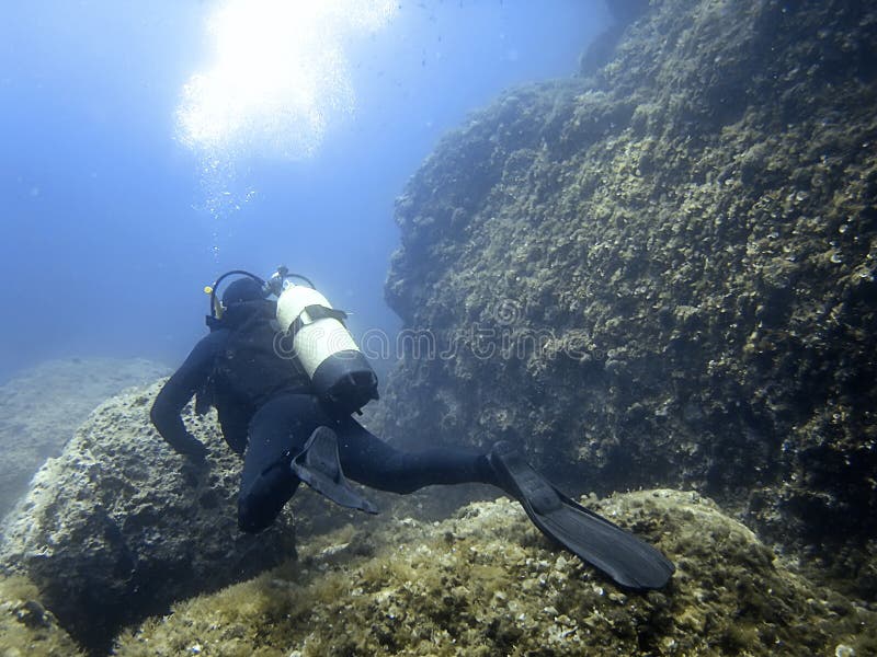 Diver Underwater. Underwater Stock Photo - Image of people, discovery ...