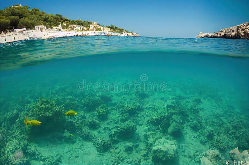Diver Underwater View of the Seabed and Part of the Shore. Stock ...