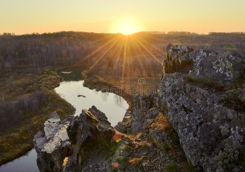 Rays of the Sun Over the River Berd Stock Photo - Image of setting ...