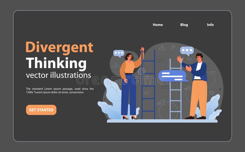 Divergent Thinking Concept. Flat Vector Stock Vector - Illustration of ...