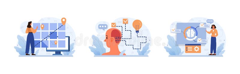 Divergent Thinking Set. Flat Vector Illustration Stock Illustration ...