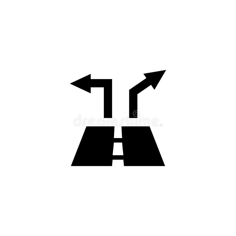 Diverging Road Icon with Two Directional Arrows Stock Vector ...