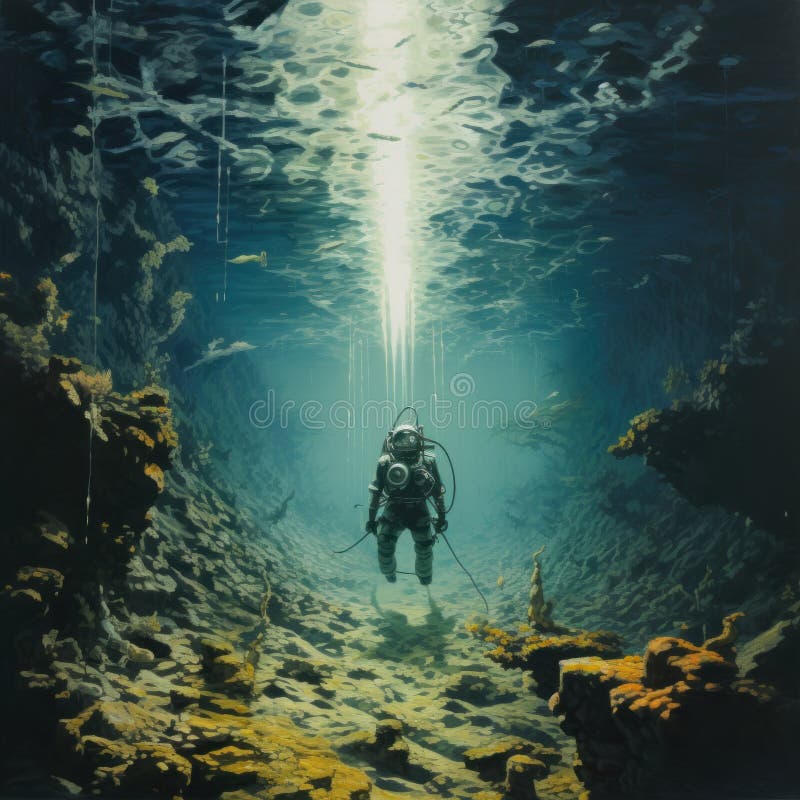 Divers are on Cliffs and Sea Troughs Adventuring on the Seabed Stock ...