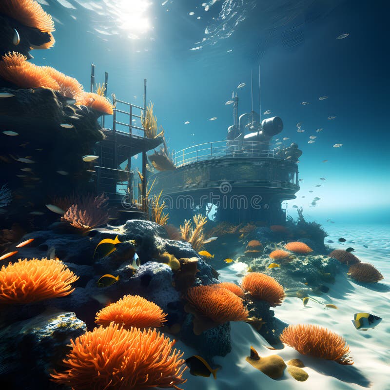 Divers in the Sea, Ai-generatet Stock Illustration - Illustration of ...