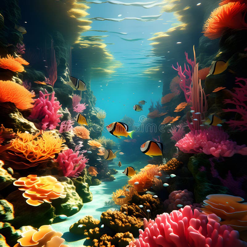 Divers in the Sea, Ai-generatet Stock Illustration - Illustration of ...