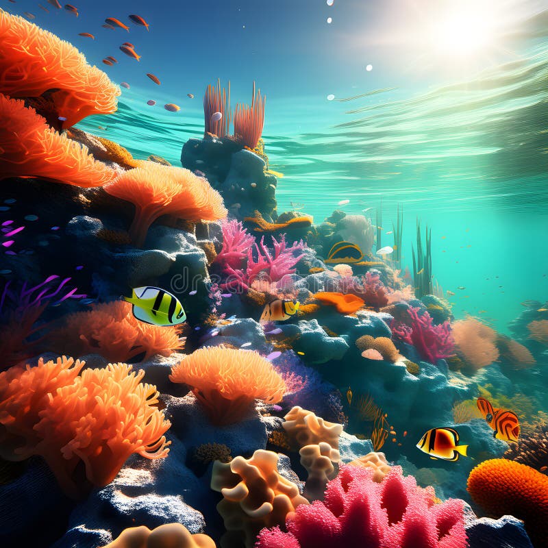 Divers in the Sea, Ai-generatet Stock Illustration - Illustration of ...