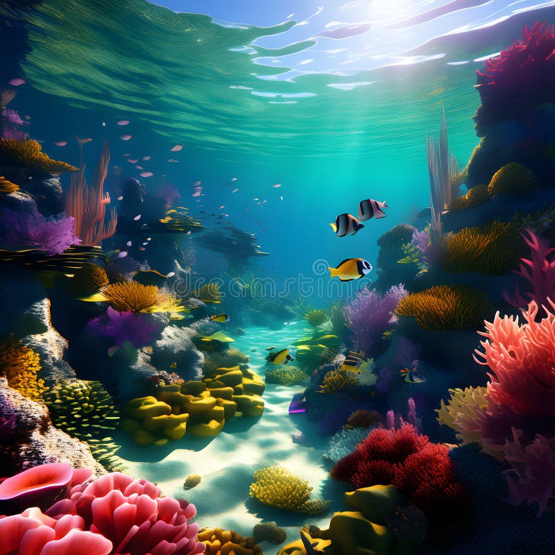 Divers in the Sea, Ai-generatet Stock Illustration - Illustration of ...