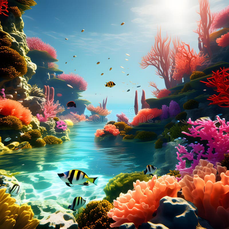 Divers in the Sea, Ai-generatet Stock Illustration - Illustration of ...