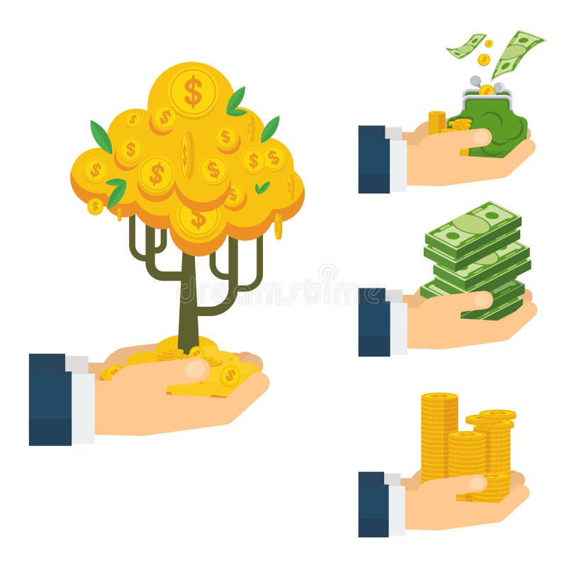 Verschillende Soorten Geld. Verpakking in Bundels Biljetten Vector ...