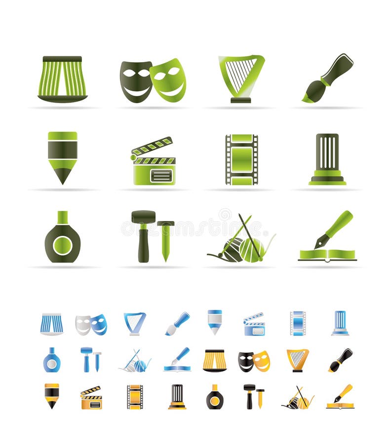 Diversa Clase De Iconos Del Arte Ilustración del Vector - Ilustración ...