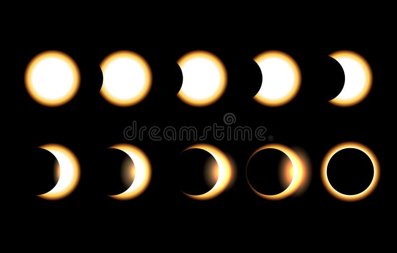 Diversas Fases Del Eclipse Solar Ilustración del Vector - Ilustración ...