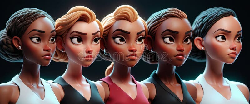 Diverse Animated Characters in Vibrant Lighting Displaying Unique ...