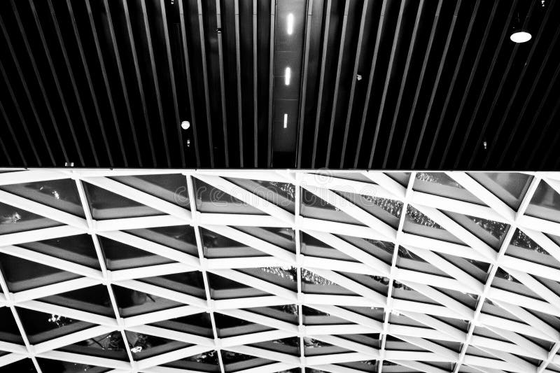 Diverse Architectural Patterns Forming Interior Ceiling Structure with ...