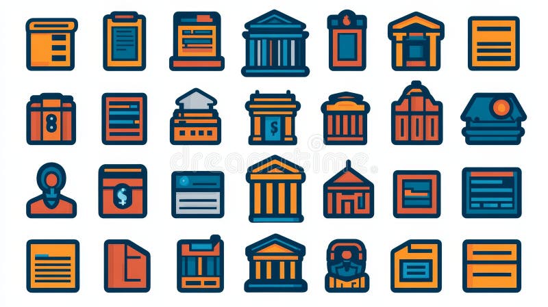 Diverse Architectural Styles and City Buildings Icons, Modern Urban ...