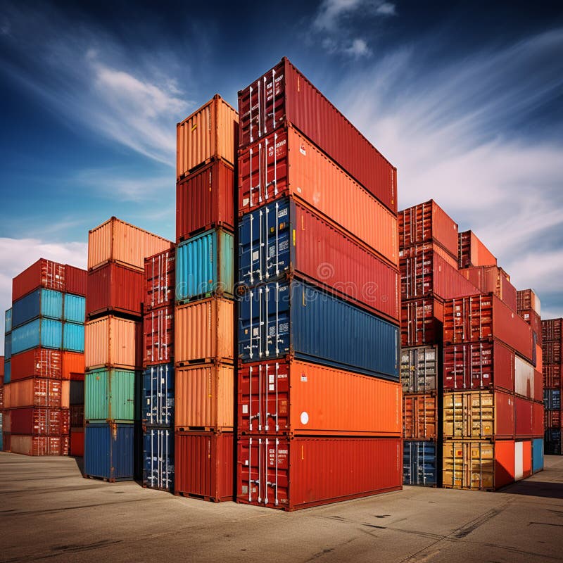 A Diverse Array of Cargo Containers at the Port Representing Global ...