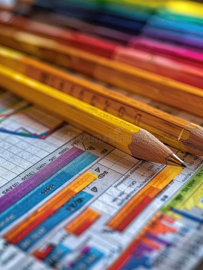 A Diverse Array of Colored Pencils and Charts a Creative Exploration of ...