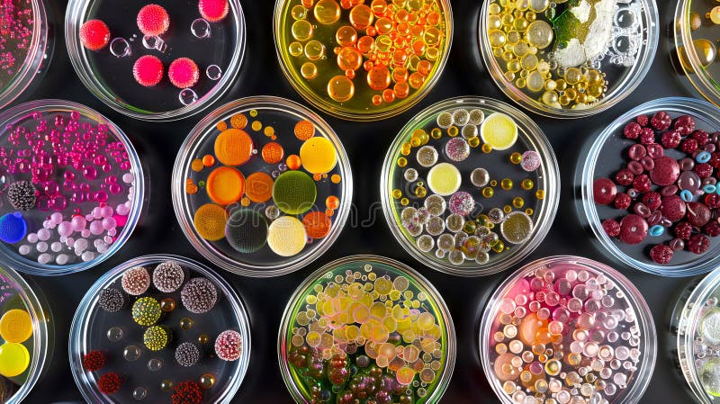 A Diverse Array of Colorful Bacteria Cultures in Petri Dishes ...
