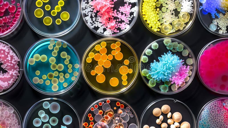 A Diverse Array of Colorful Bacteria Cultures in Petri Dishes ...