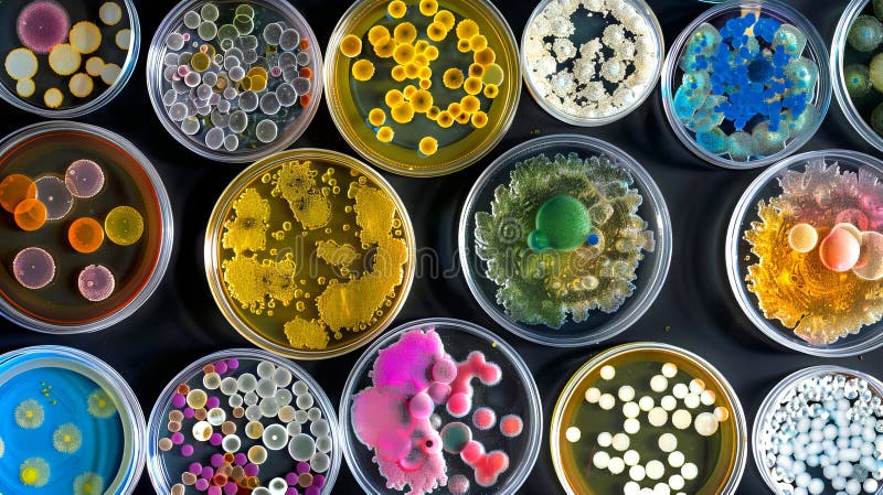 A Diverse Array of Colorful Bacteria Cultures in Petri Dishes ...