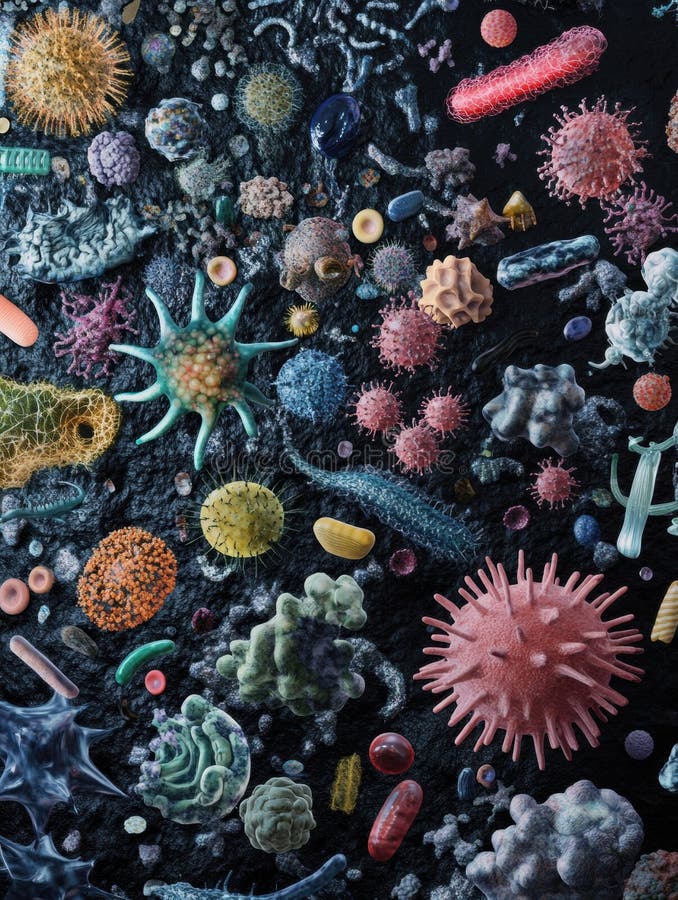 Diverse Forms of Evolving Bacteria Showcasing Unique Shapes and Colors ...