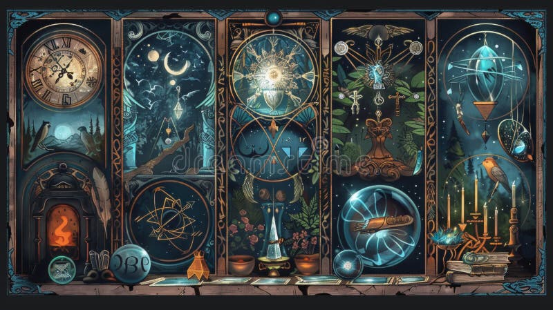 Diverse Array of Divination Methods and Symbolism Stock Photo - Image ...