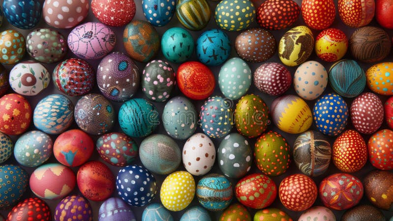 Assorted Collection of Vibrantly Decorated Easter Eggs Stock ...