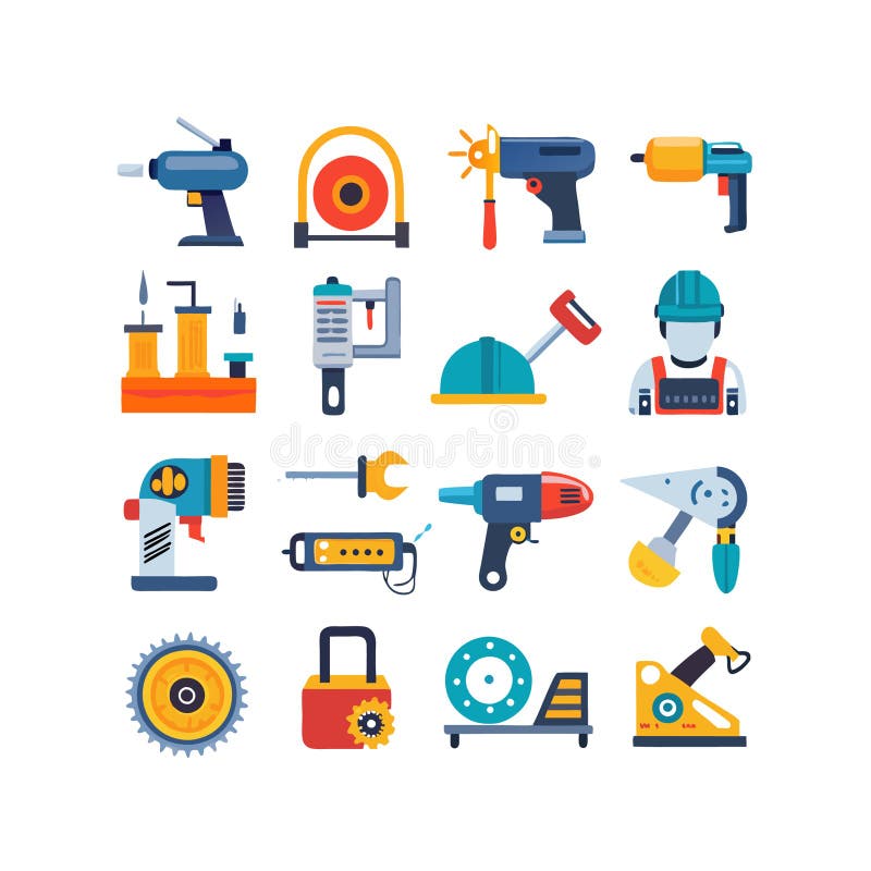 Various Flat Design Industrial Tools Stock Illustrations – 1,080 ...