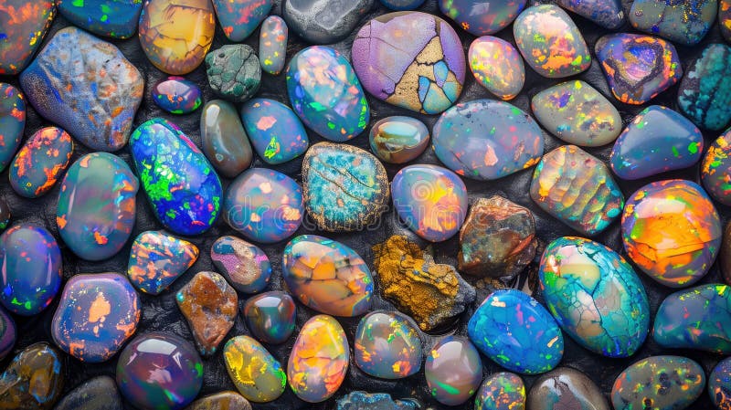 Diverse Array of Gemstones Texture Placed on Black Background Image, Ai ...