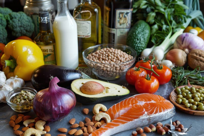 A Diverse Array of Heart-Healthy Foods Featuring Vegetables, Nuts, and ...