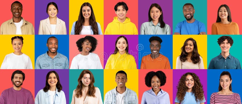 A Diverse Array of Individuals from Various Ethnicities, Wearing Bright ...