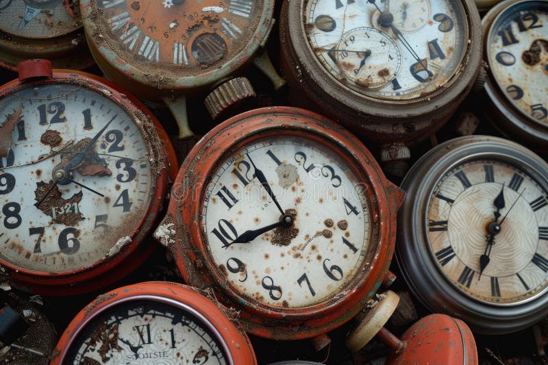 A Diverse Array of Old-fashioned Clocks Showcasing Different Styles and ...