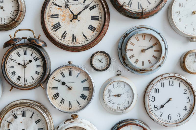 A Diverse Array of Old-fashioned Clocks Showcasing Different Styles and ...