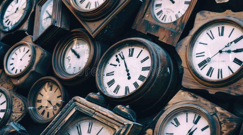 A Diverse Array of Old-fashioned Clocks Showcasing Different Styles and ...