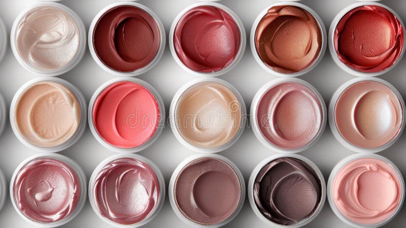 Diverse Array of Open Makeup Containers Showcasing Different Shades of ...