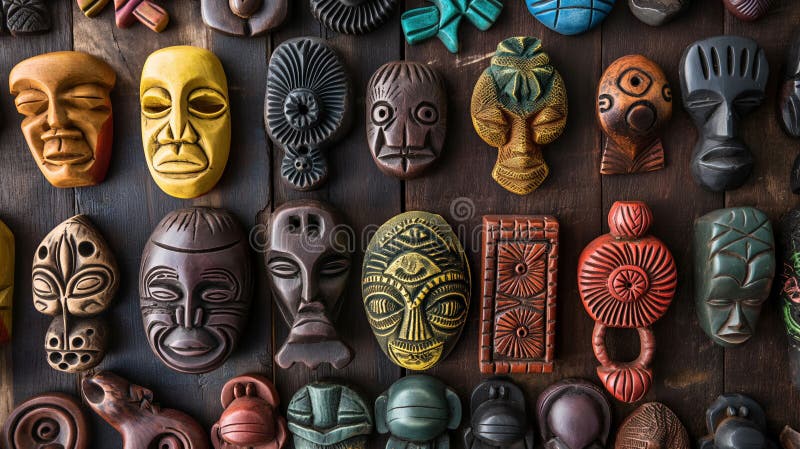 Diverse Array of Traditional African Amulets Displayed on a Wall ...