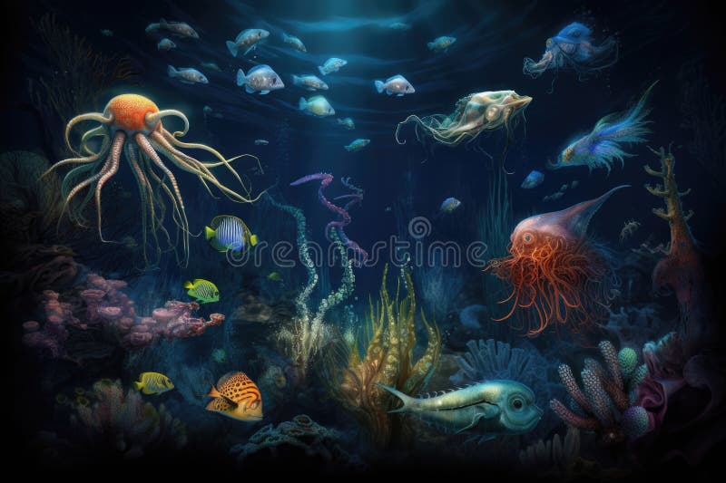Diverse Array of Underwater Creatures, Some Familiar and Others ...