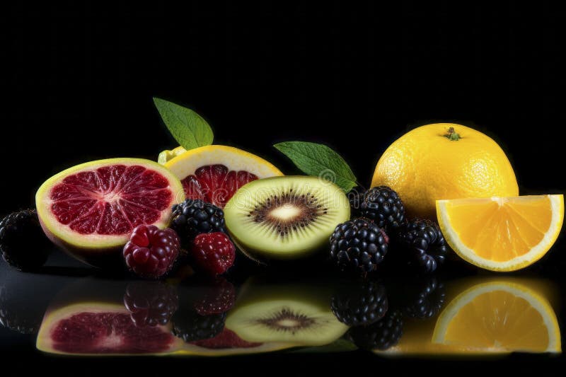 Exotic Fruit Medley Display Stock Illustration - Illustration of papaya ...