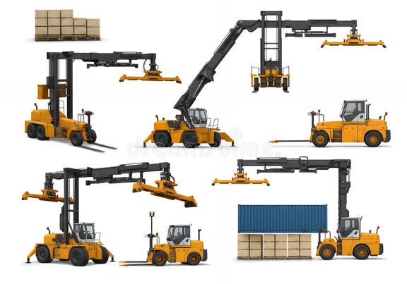 Diverse Array of Yellow and Black Pixelated Cargo Loading Equipment ...