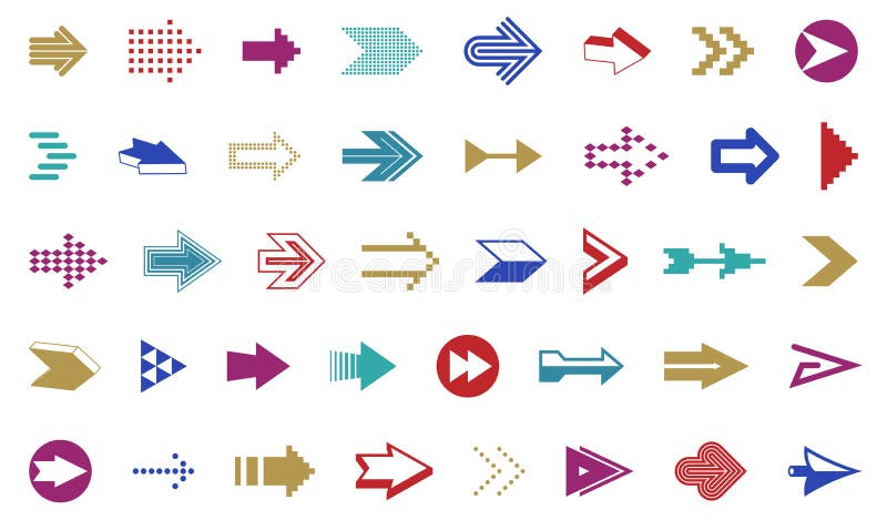 Diverse Arrow Cursors Vector Set Different Shapes Styles And Concepts Arrows Single Color