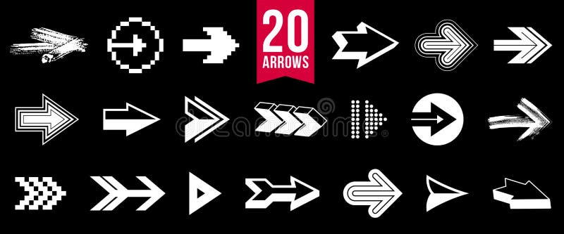 Diverse Arrow Cursors Vector Set Different Shapes Styles And Concepts Arrows Single Color