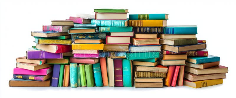 A Diverse Assortment of Books in Various Sizes and Colors is Stacked ...